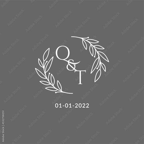 Initial Letter QT Monogram Wedding Logo With Creative Leaves Decoration Stock Vector Adobe Stock