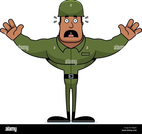 A Cartoon Soldier Looking Scared Stock Vector Image And Art Alamy