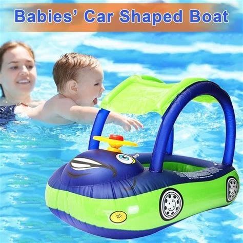 Siège De Piscine Gonflable Bébé Enfant Bateau Cartoon Avec Auvent Anti