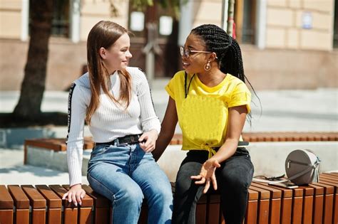 Premium Photo White Caucasian Girl And Black African American