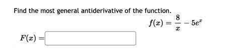 Find The Most General Antiderivative Of The
