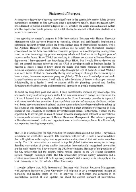Sop For Business Analysis Role Statement Of Purpose As Academic