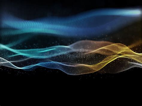 3d Data Technology Background With Flowing Particles Stock Illustration