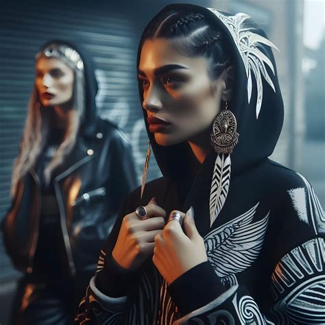 Maori Kakahu Motifs Streetwear Premium Ai Generated Image