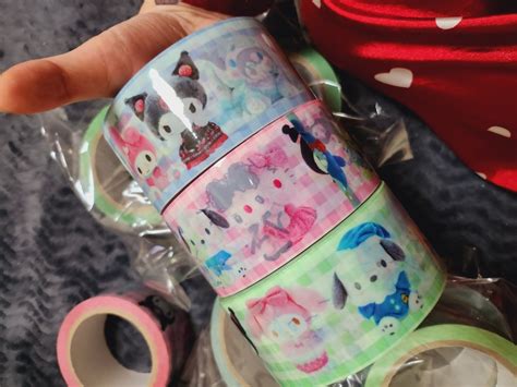 새상품 산리오 박스테이프 쿠로미 마이멜로디 마멜 포챠코 포차코 폼폼푸린 바츠마루 폼폼 헬로키티 키티 시나모롤 시나 콜리