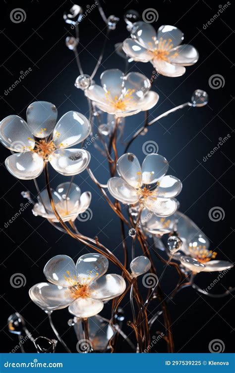 Beautiful Inorganic Flowers With Glass Or Plastic Texture Clean And
