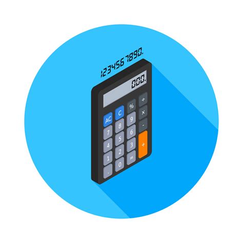 Calculator And Digital Number Right View Icon Vector Isometric Flat Style Vector Illustration