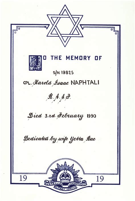 Complete Record For Naphtali Victorian Association Of Jewish Ex