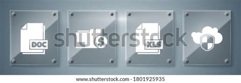 Set Cloud Shield Xls File Document Stock Vector Royalty Free 1801925935 Shutterstock