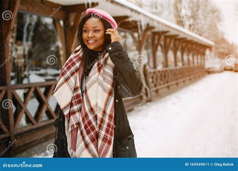 Elegant Black Girl In A Winter City Stock Image Image Of Girl Cute