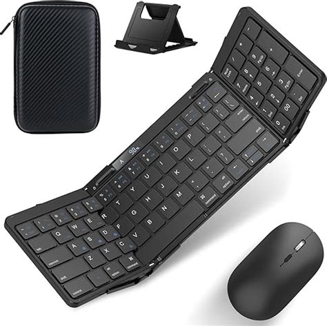 Amazon Com Foldable Bluetooth Keyboard And Mouse Combo Full Size Portable Wireless Keyboard