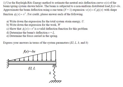 Solved 1 Use The Rayleigh Ritz Energy Method To Estimate Chegg