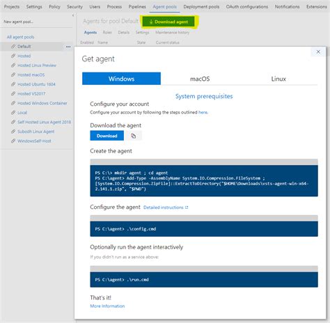 Azure Devops Setup Local Windows Build Agent To Run Vsts Ci Builds