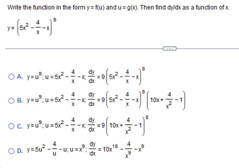 Solved Write The Function In The Form Y F U And U G X Chegg