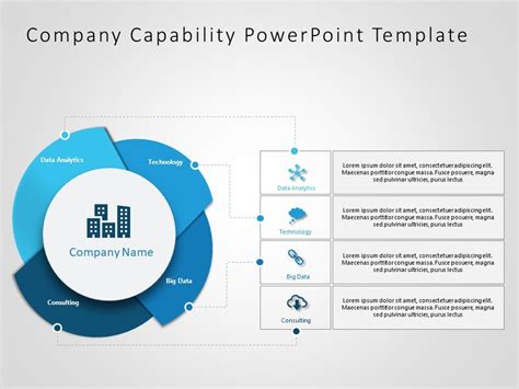 Blue Circular Capability Diagram For Business Strategy Powerpoint