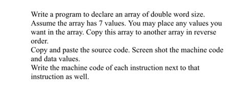 Solved Write A Program To Declare An Array Of Double Word