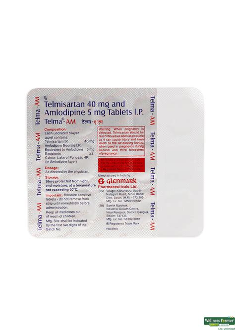 Buy Telma Am 40mg 15 Tablets Online At Best Prices Wellness Forever