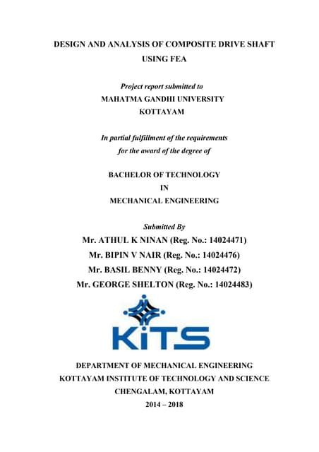 Design And Analysis Of Composite Propeller Driven Shaft Using Fea Pdf