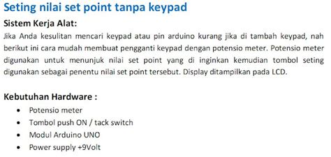 Proyek Arduino Ke 16 Seting Nilai Set Point Tanpa Keypad ARDUINO Projek