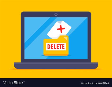 Deleting A File From Laptop Clearing Data Vector Image