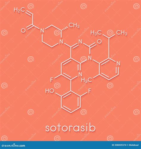 Sotorasib Cancer Drug Molecule Skeletal Formula Stock Illustration