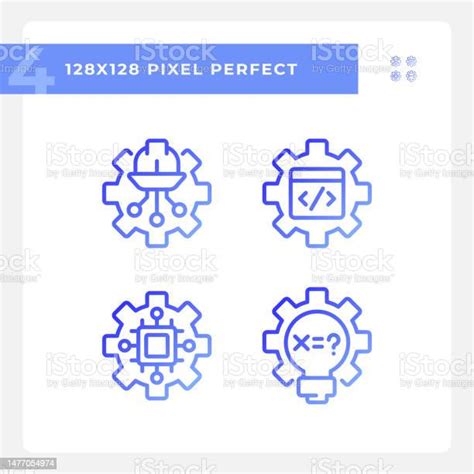Stem Technology Settings Pixel Perfect Gradient Linear Vector Icons Set