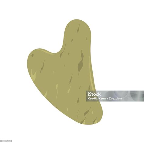 과샤 마사지 스크레이퍼 얼굴 마사지를위한 녹색 옥 돌 도구 전통적인 아시아 침술 마사지 벡터 일러스트 평면 만화 예술 한그려진