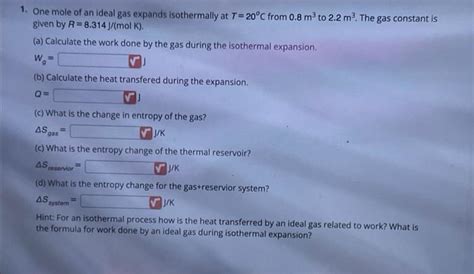 Solved 1 One Mole Of An Ideal Gas Expands Isothermally At T