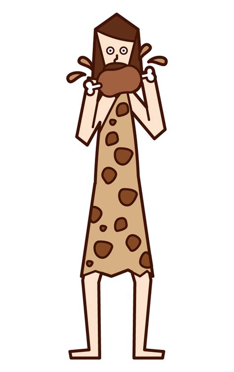 肉を食べる原始人男性のイラスト フリーイラスト素材集 KuKuKeKe