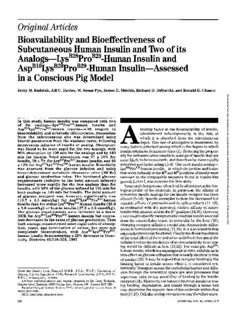 Pdf Bioavailability And Bioeffectiveness Of Subcutaneous Human