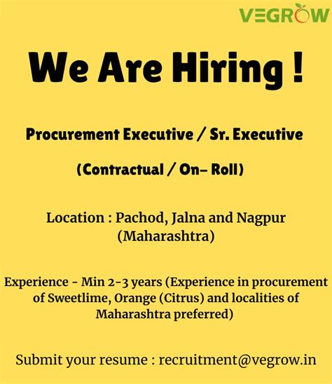 Hiring Hiringalert Hiringnow Procurement Fruitsandvegetables