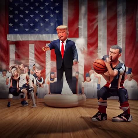 Donald Trump With Basketball Players Body Realistic Stable Diffusion