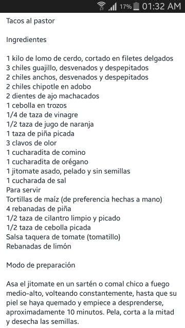 Receta Tacos Al Pastor 1 Carne Al Pastor Recetas Tacos De Canasta