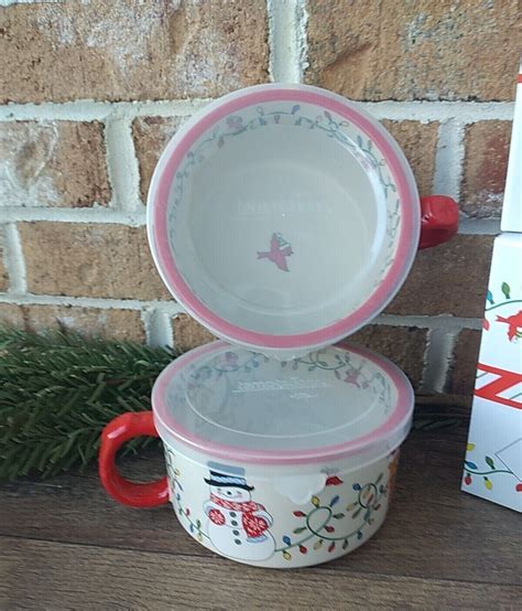 Temp Tations Set Of 2 Winter Whimsy Red Soup Mug 22oz W Lid Cover EBay