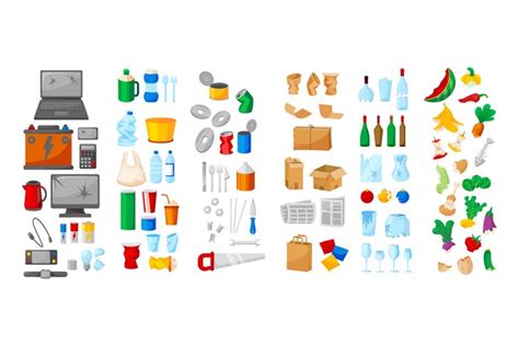 garbage objects rubbish sorting plastic metal and organic