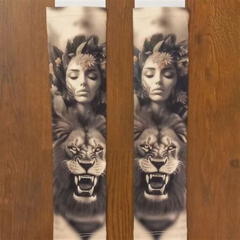 خرید و قیمت ساق دست طرح تتو دختر و شیر مناسب نوجوانها و جوانها