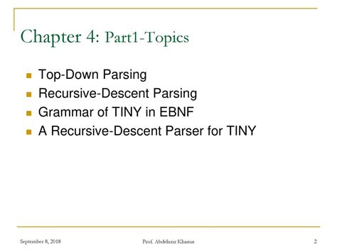 Chapter 4 Top Down Parsing Part 1 September 8 Ppt Download