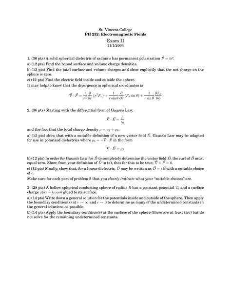 Permanent Polarization Electromagnetic Fields Exam Docsity
