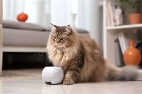 Premium Ai Image Techsavvy Feline Cat Commanding Smart Home Gadget