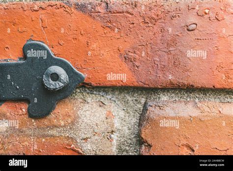 Vintage Brick Wall Iron Fastener Background Texture Stock Photo Alamy