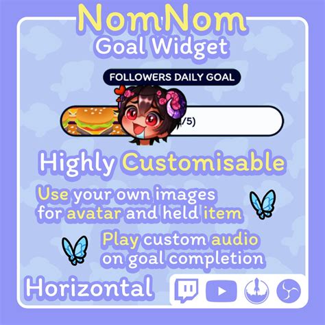 Horizontal Goal Widget For Streaming Customisable Nom Nom Goal Widget