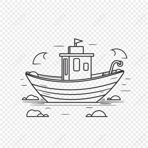 바다 윤곽 그리기에서 보트의 스케치 벡터차량선 그리기 Png 일러스트 무료 다운로드 Lovepik