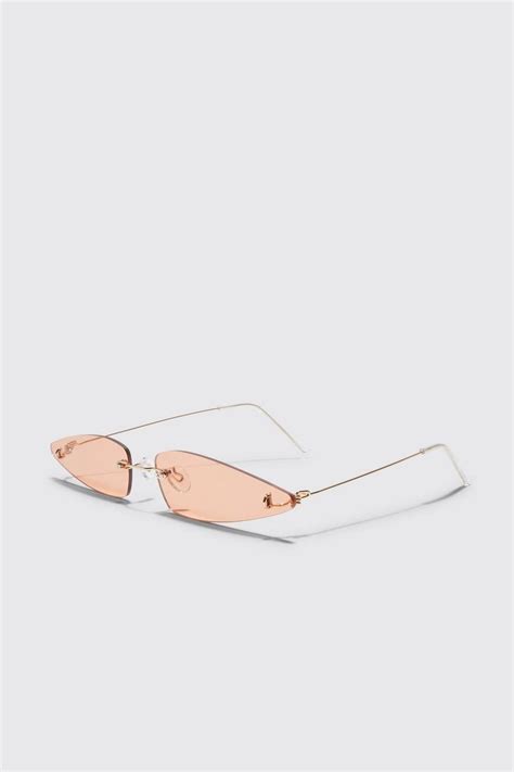 Narrow Rimless Sunglasses Boohoo Uk
