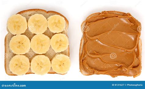 Open Peanut Butter And Banana Sandwich Stock Image Image Of Banana