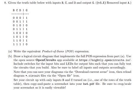 Solved 8 Given The Truth Table Below With Inputs B C And Chegg