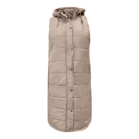 Blvb Womens Full Zip Long Hooded Vest Winter Padded Sleeveless