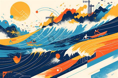 波涛汹涌的海面插画图片下载 正版图片601087040 摄图网