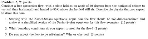 Solved Consider A Free Convection Flow With A Plate Held At Chegg