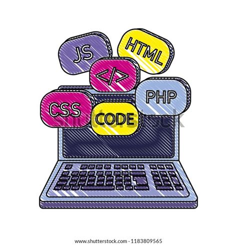 Grated Laptop Data Code System Program Stock Vector Royalty Free