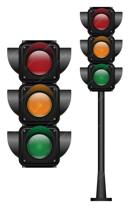 Premium Vector Three Traffic Lights With All Three Colors On